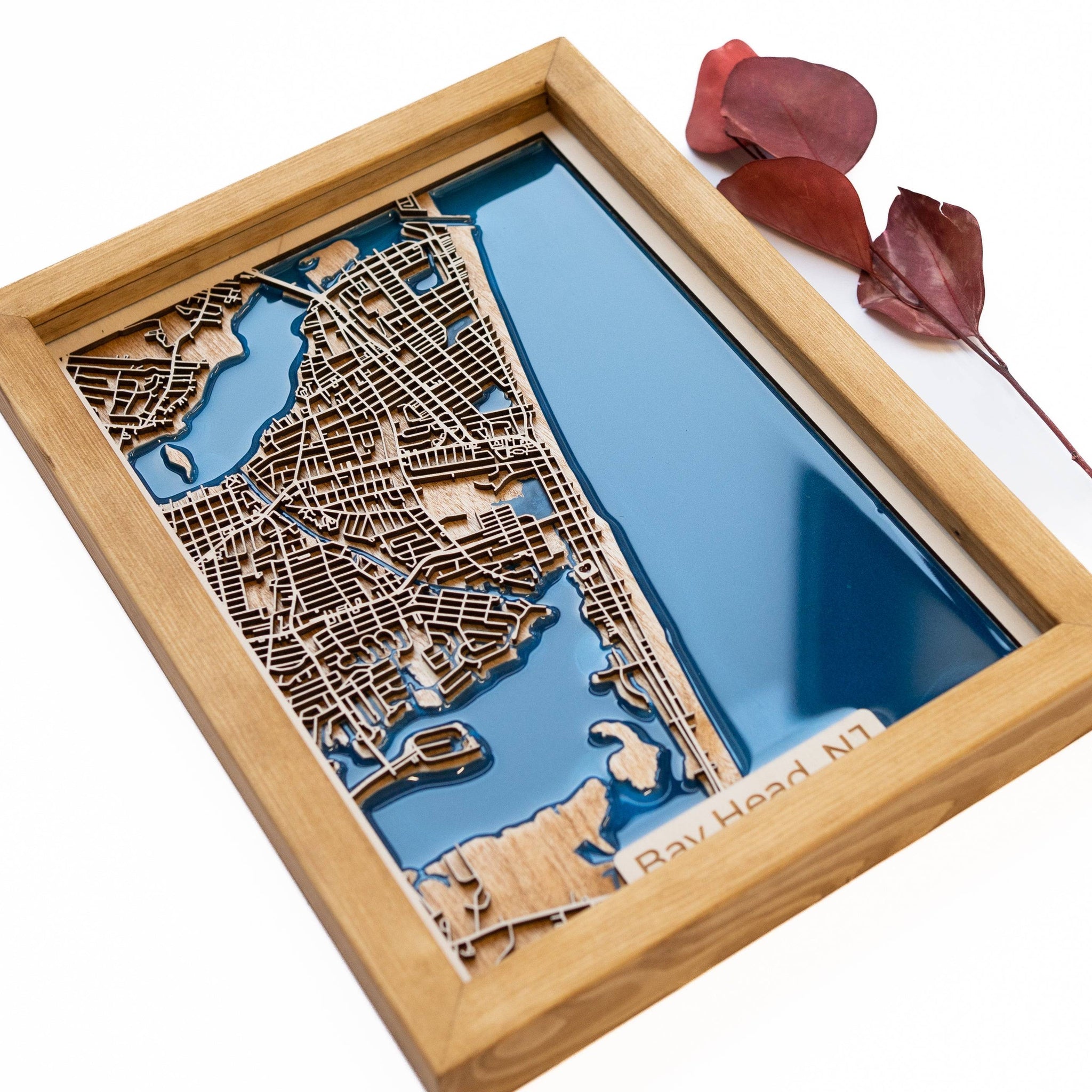 Bay Head Themed Gift | Coastal City Custom Map | Wood Decor