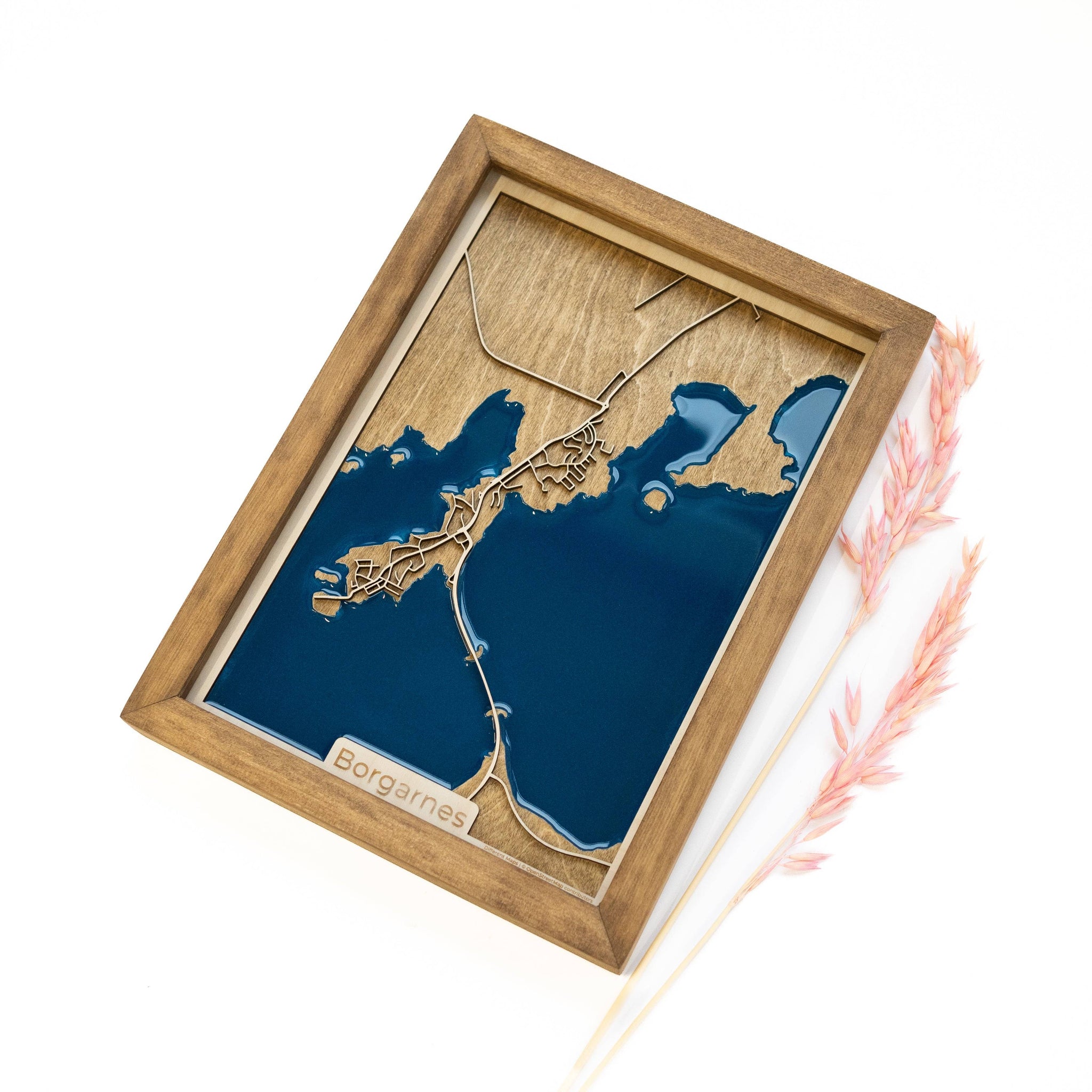 Borgarnes Themed Gift | Custom Wooden Map | DifferentMaps
