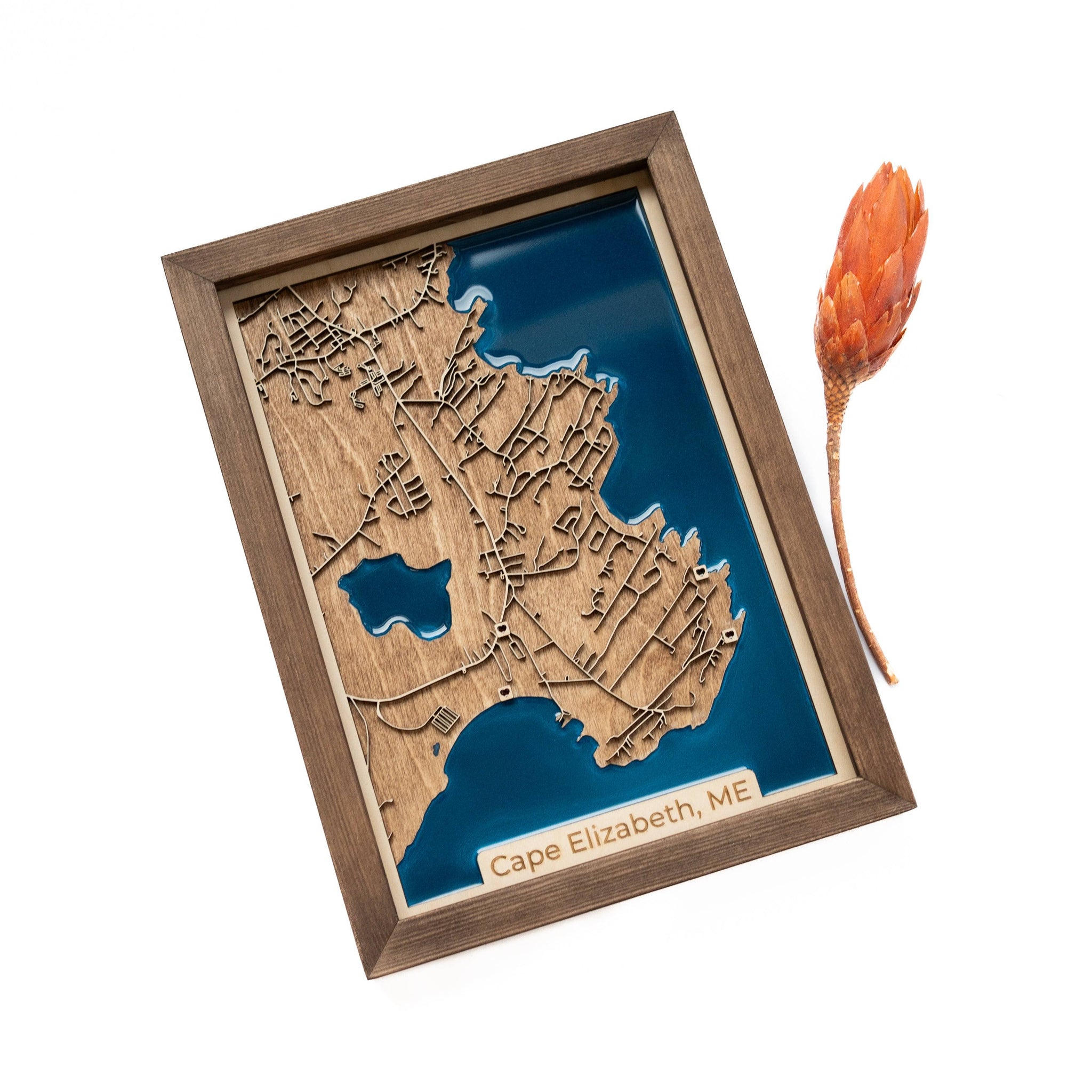 Cape Elizabeth Themed Gift | Custom Handcrafted Wooden Map