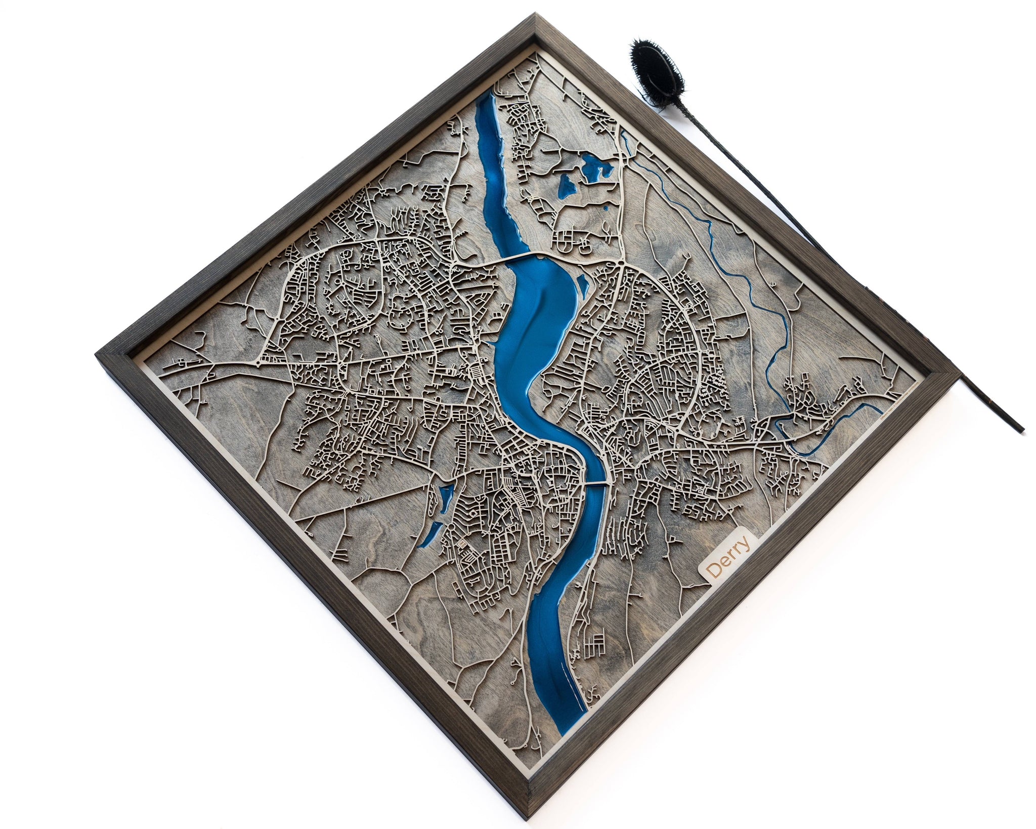 Derry Themed Gift | Custom Wooden Map | Laser Cut Framed Map