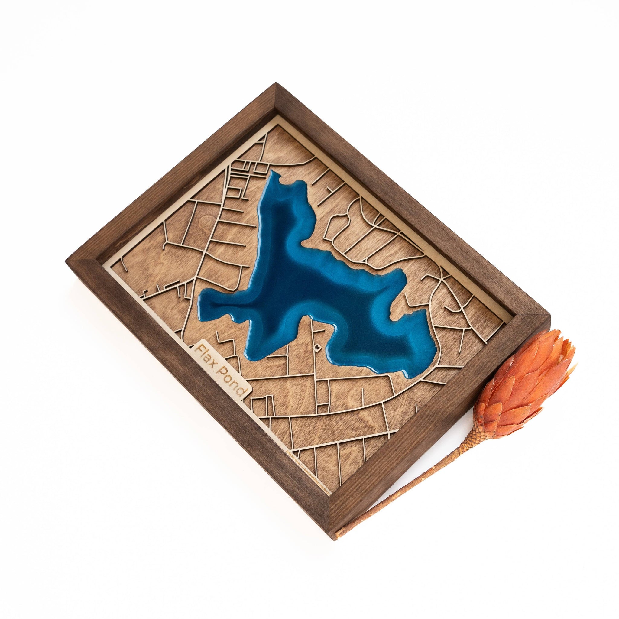 Flax Pond Themed Gift | Unique Lake Art | Custom Lake Map