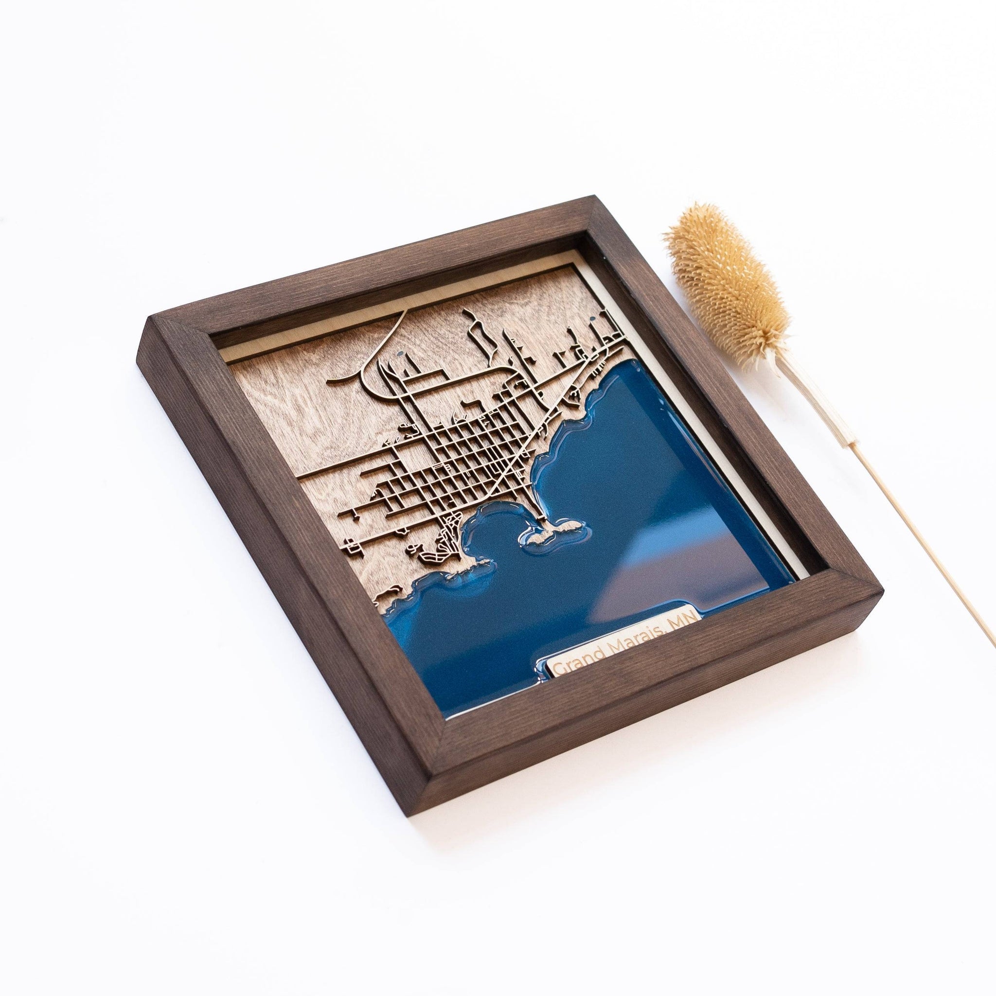 Grand Marais Themed Gift | Coastal Wood Art | Laser Cut Map