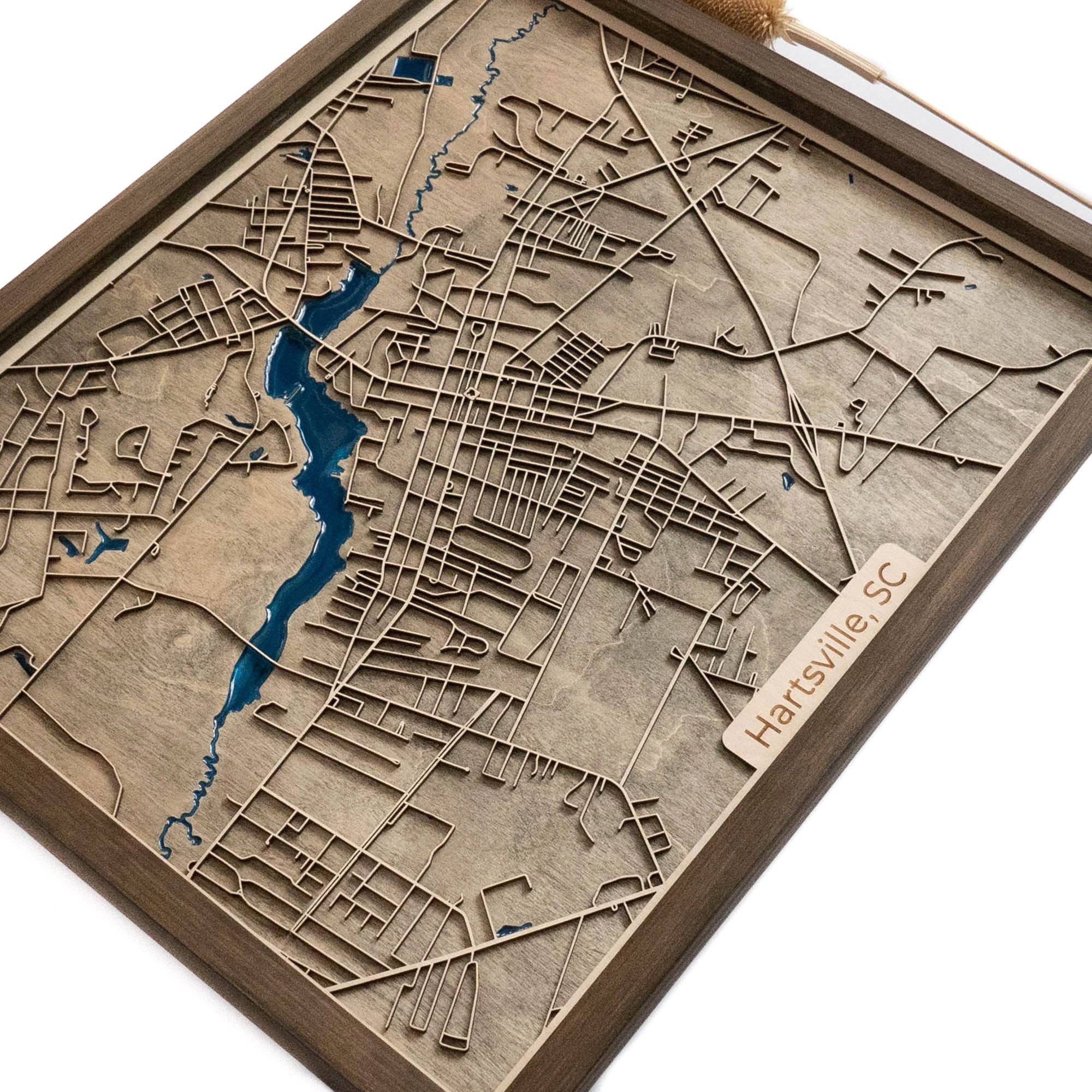 Hartsville Themed Gift | Handcrafted Unique Wooden Map
