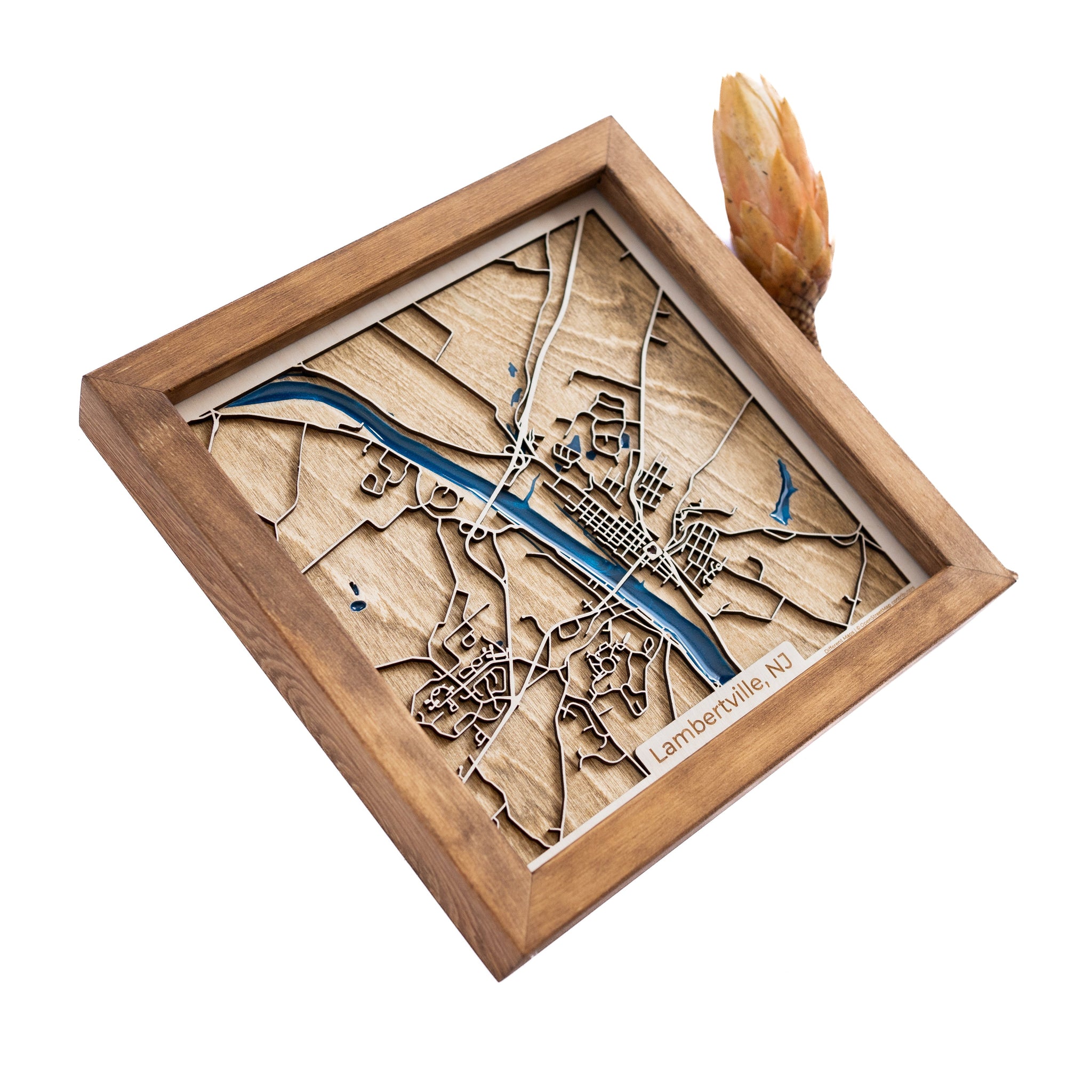 Lambertville Themed Gift | Handcrafted Wooden Map | Wood Art