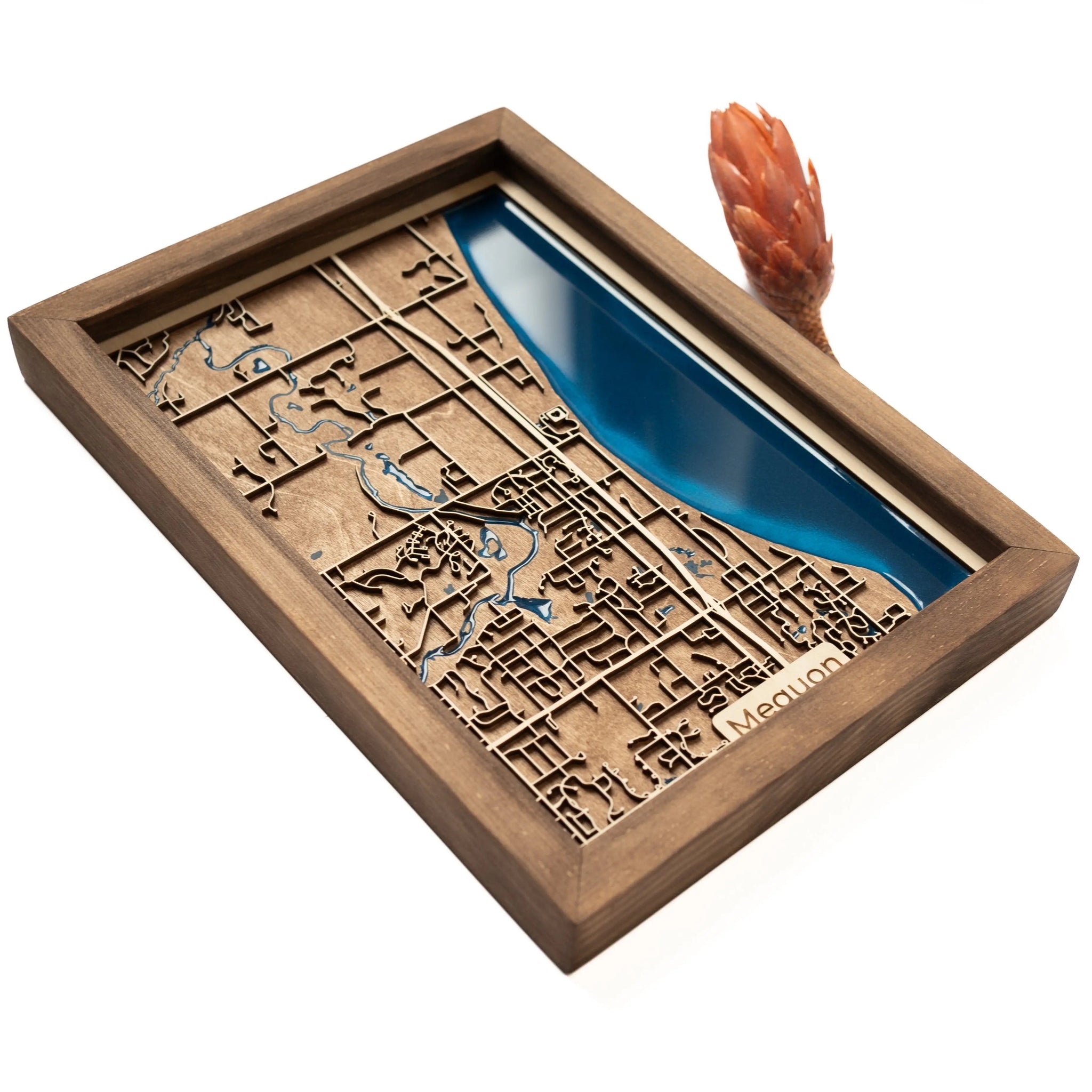 Mequon Map | Wood and Epoxy