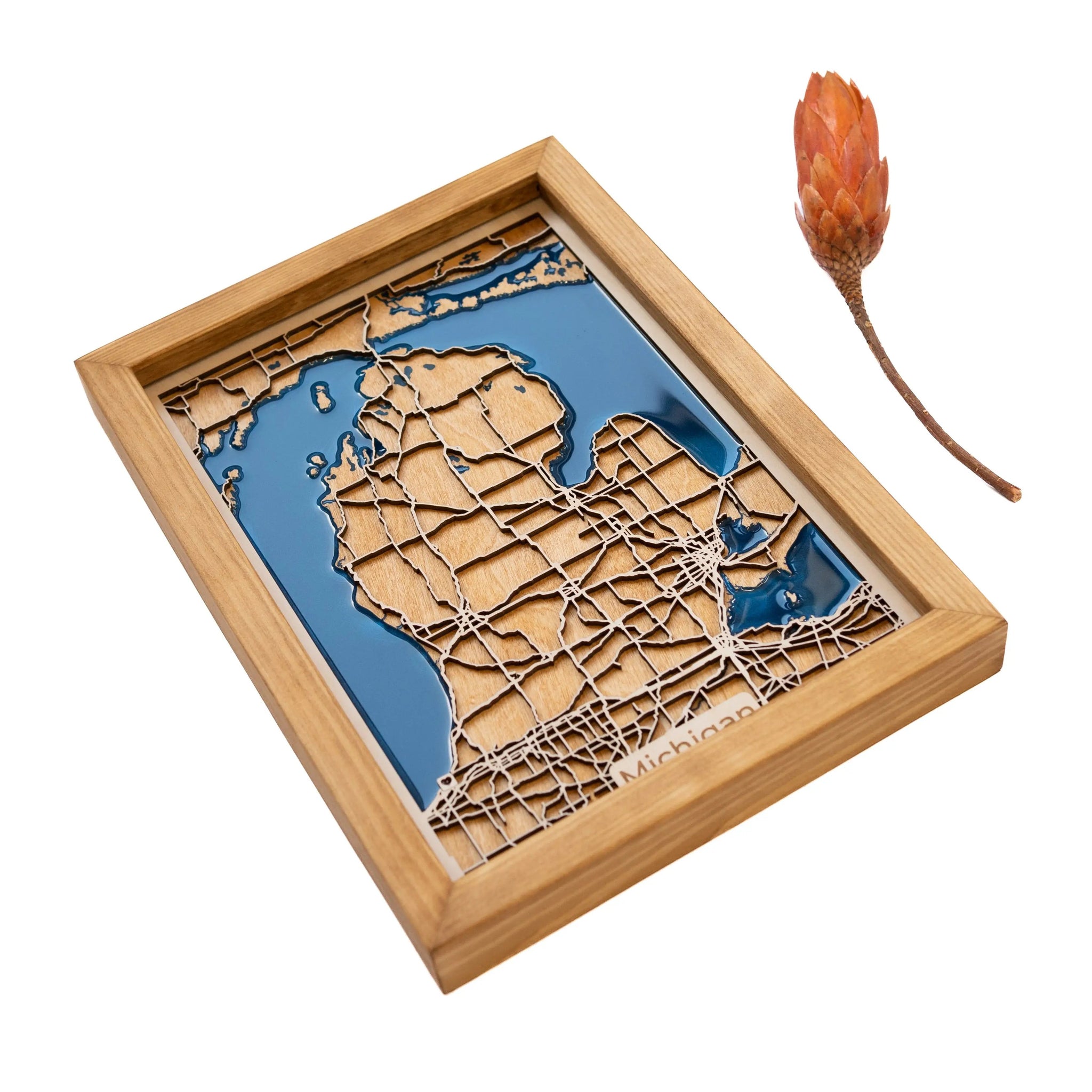 Michigan Themed Gift | US States Custom Map | Wood Art