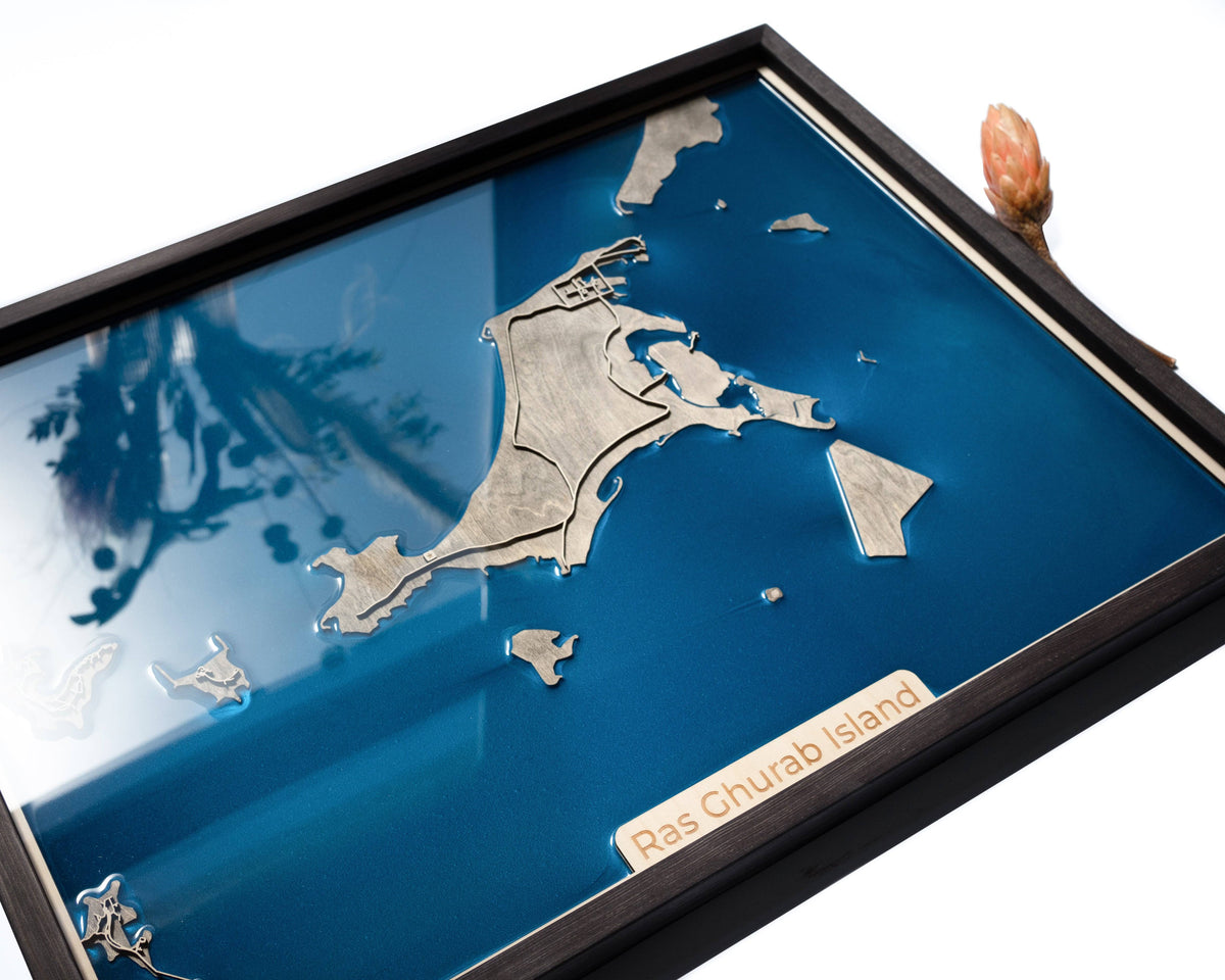 Ras Ghurab Island Themed Gift | Wooden Map | Different Maps