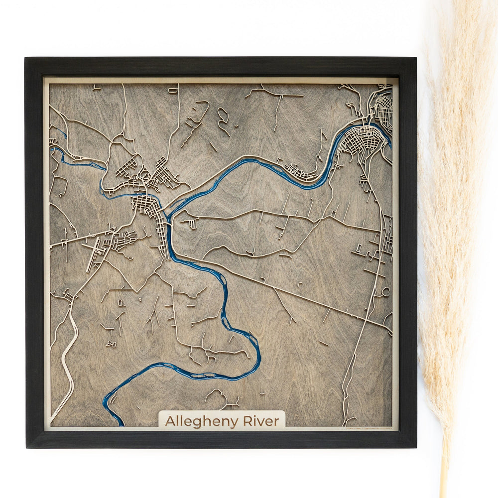 Allegheny River Themed Gift - Wooden Map of Scenic Splendor